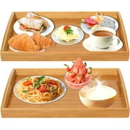 MinBoo Set of 3 Large Bamboo Serving Trays with Handles - Ottoman Trays ...