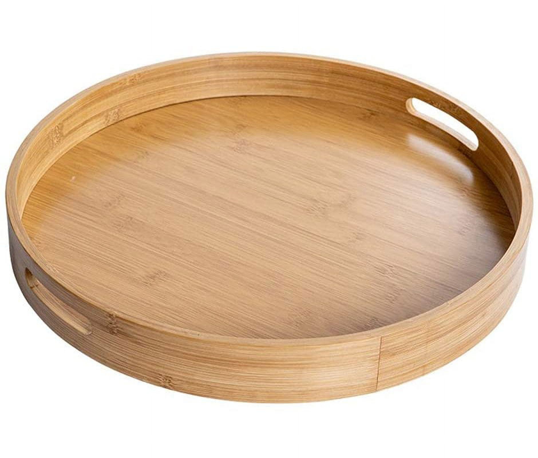 Bamboo Serving Tray Round Butler Tray Breakfast Dinner Serving Tray ...