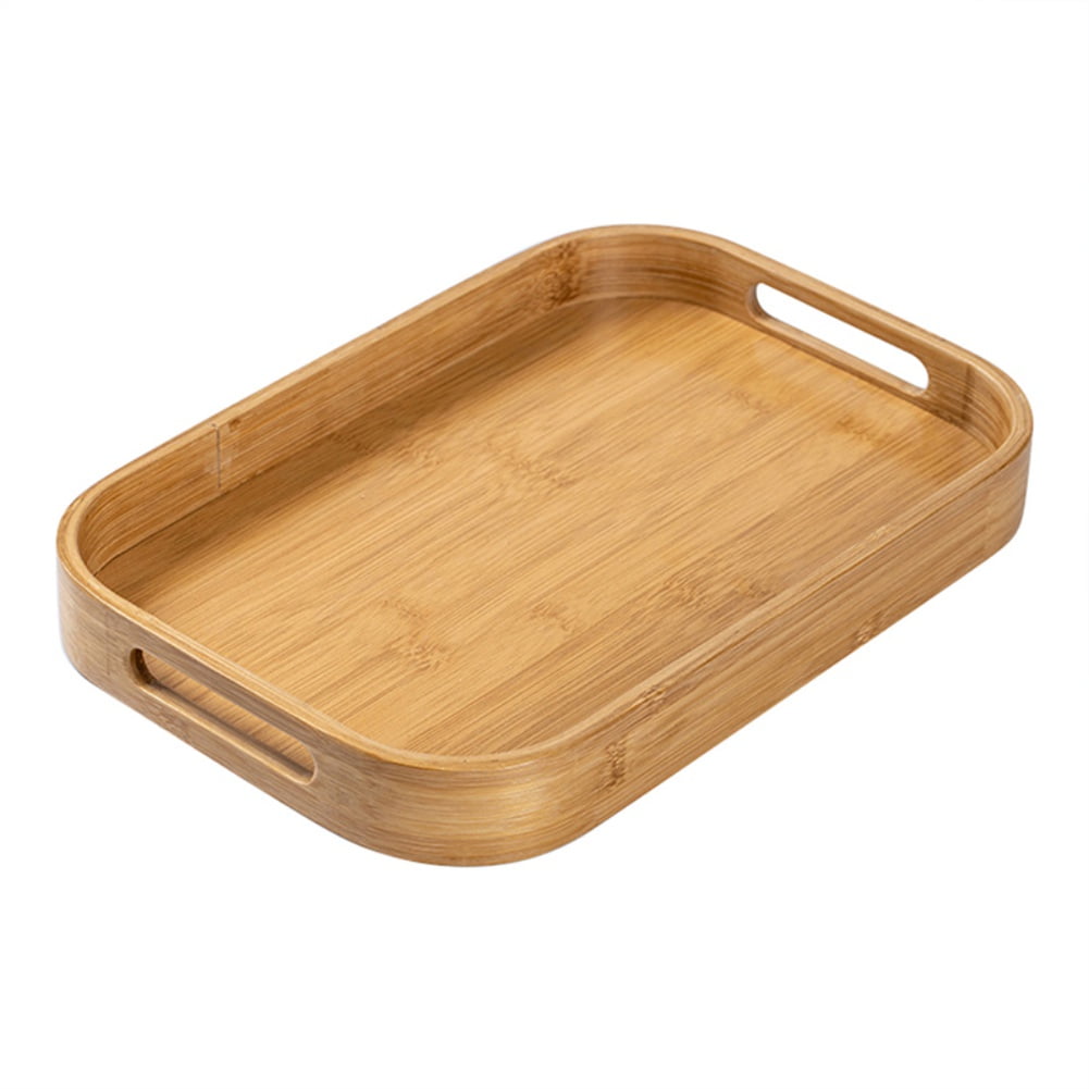 Bamboo Serving Tray, Solid Wood Breakfast Tray with Handles, Bamboo ...