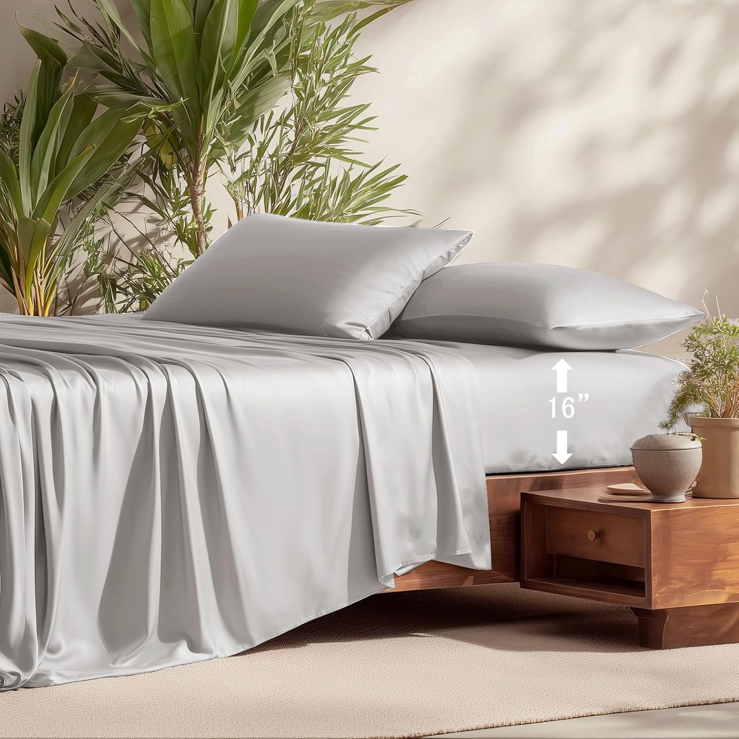 Bamboo Sheets Set King/Queen/Cal King - Cooling, Silky-Smooth Rayon ...