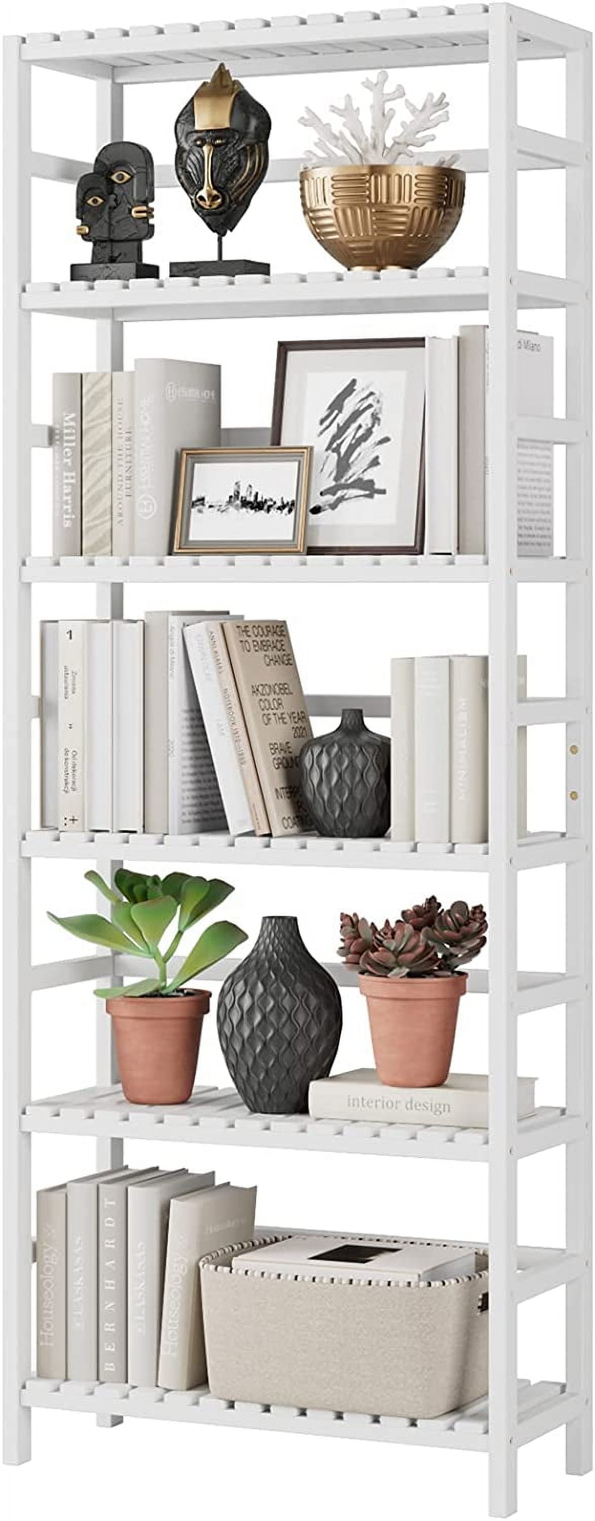 Bamboo Shelf, 6 Tier Bookcase Storage Shelves, Tall Book Rack Shelving ...
