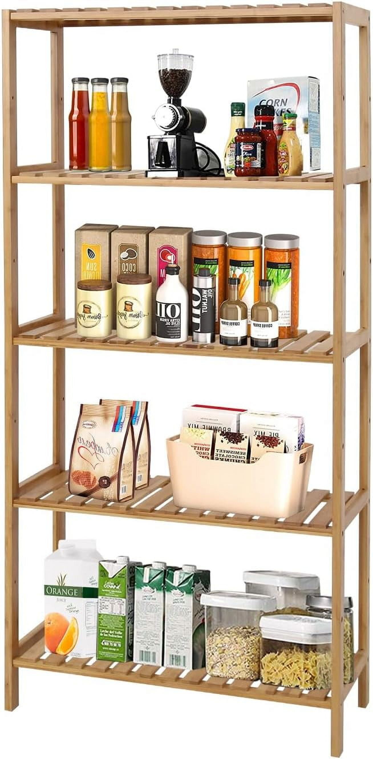 Bamboo Shelf Bathroom 5-Tier Storage Shelves Free Standing Rack ...