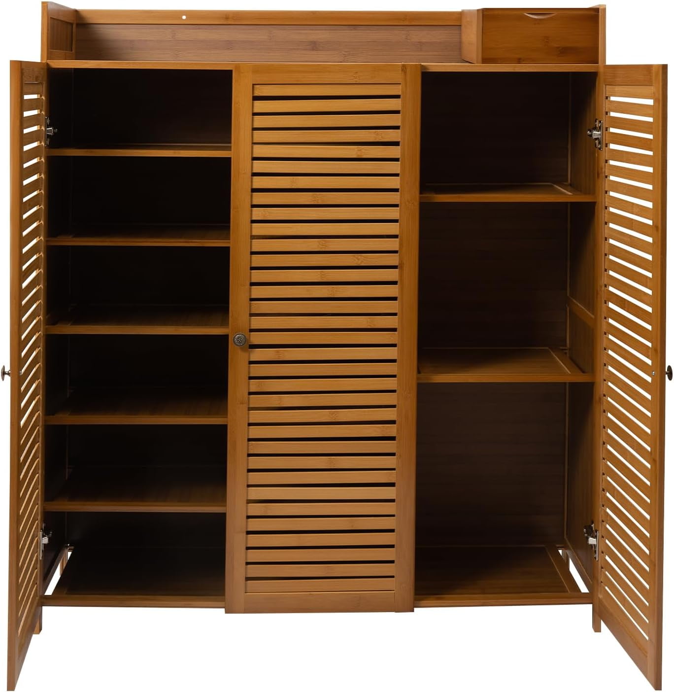 Bamboo Shoe Cabinet, Shoe Cabinet with 3 Doors, 7 Tier Bamboo Shoe ...