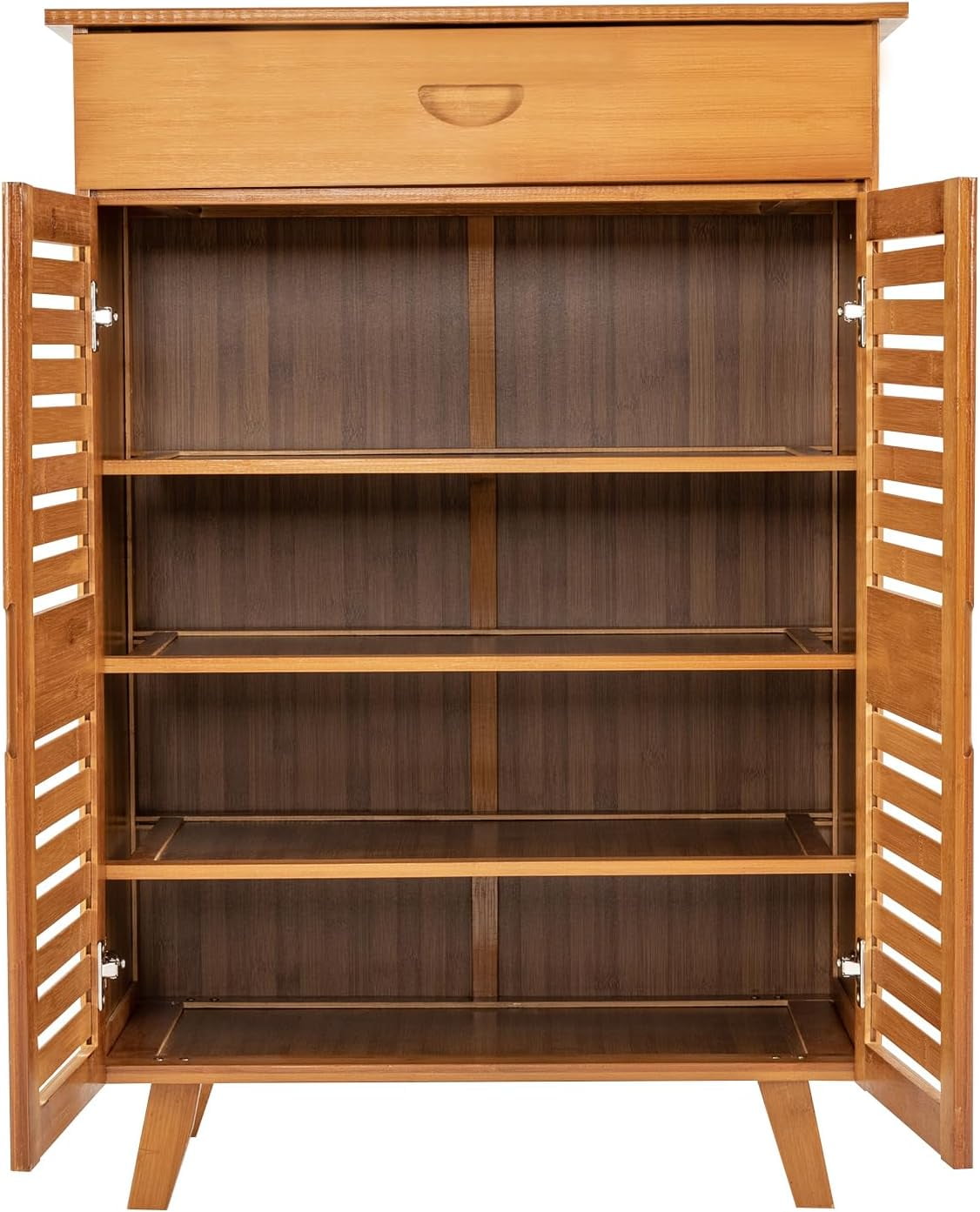 Bamboo Shoe Rack 4-Tier Brown Retro Simple Style Shoe Shelf Book Case ...