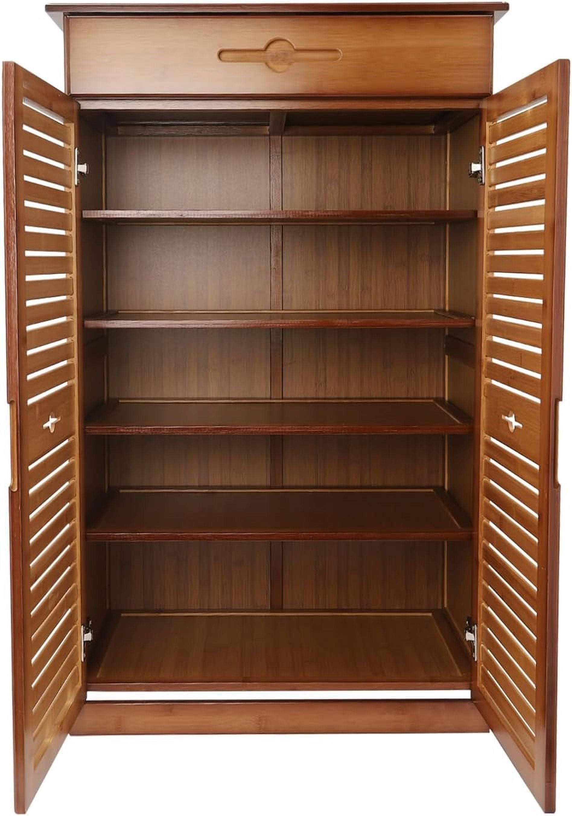 Bamboo Shoe Rack 5-Tier Brown Retro Simple Style Shoe Shelf Book Case ...