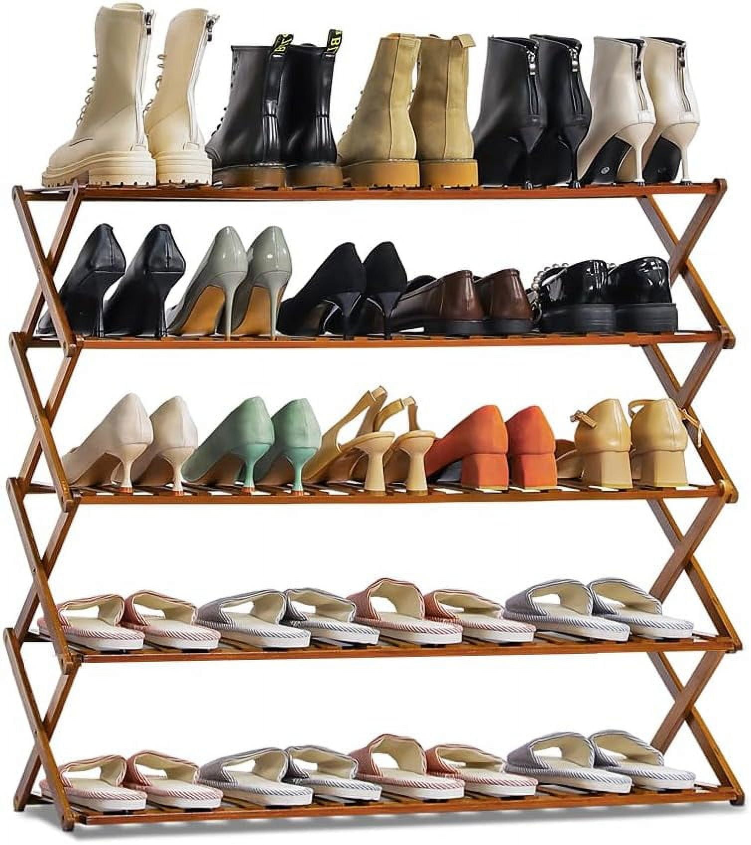 Bamboo Shoe Rack 5 Tier Multifunctional Free Standing Shoe Shelf ...