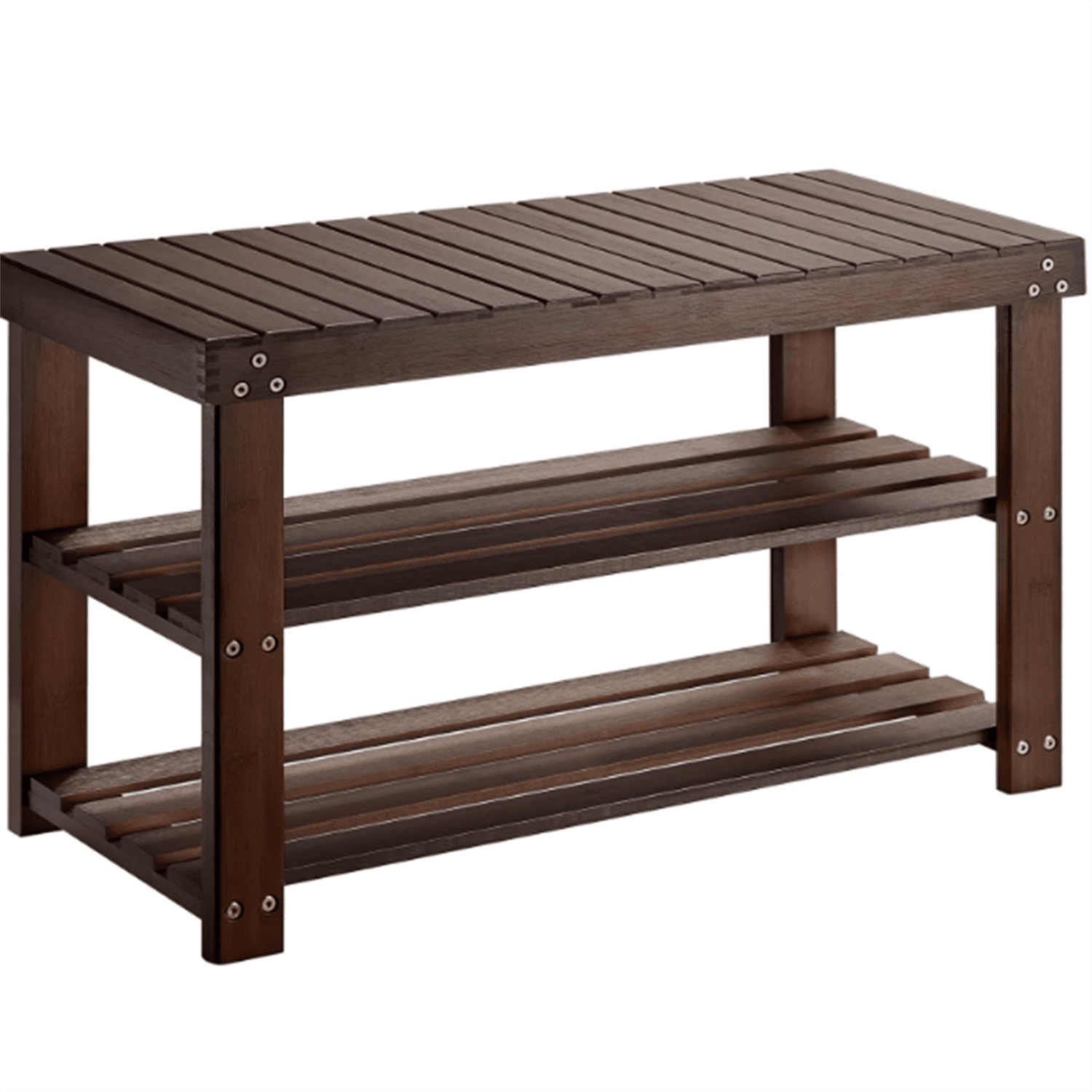 Bamboo Shoe Rack Bench, 3 Tier Sturdy Shoe Bench, Storage Shoe ...