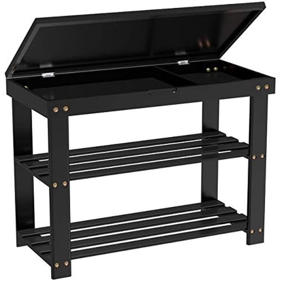 Bamboo Shoe Rack Bench with Storage Shelf for Entryway Organizer$$Home ...