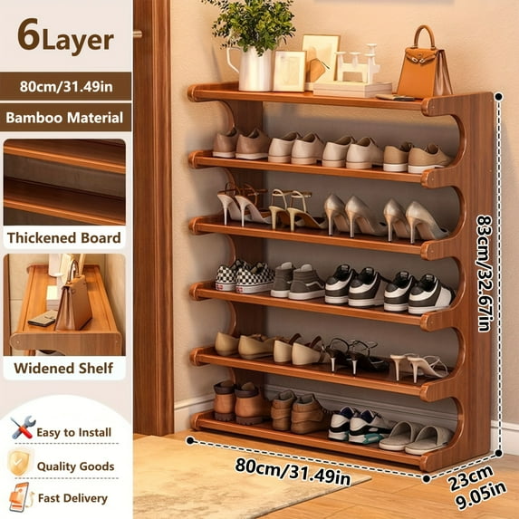Bamboo Shoe Rack - Christmas Gift, Wood Grain Decoration, Holds 15/24 ...