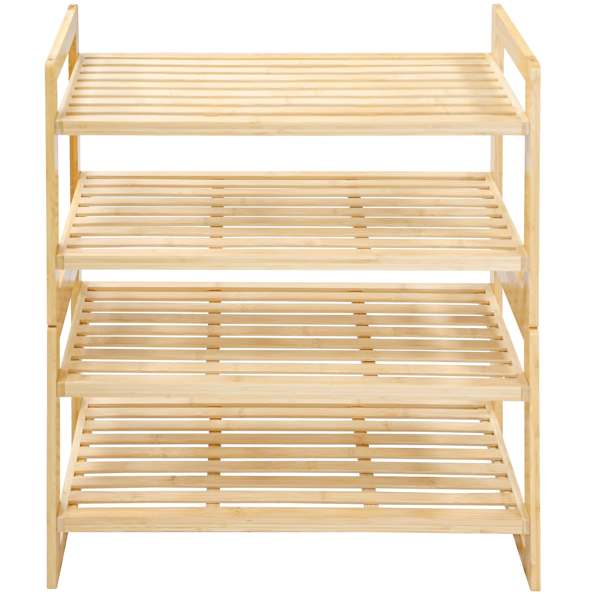 Bamboo 4-Tier Shoe Rack, 300 lb Capacity, For Indoor/Outdoor, Stackable ...