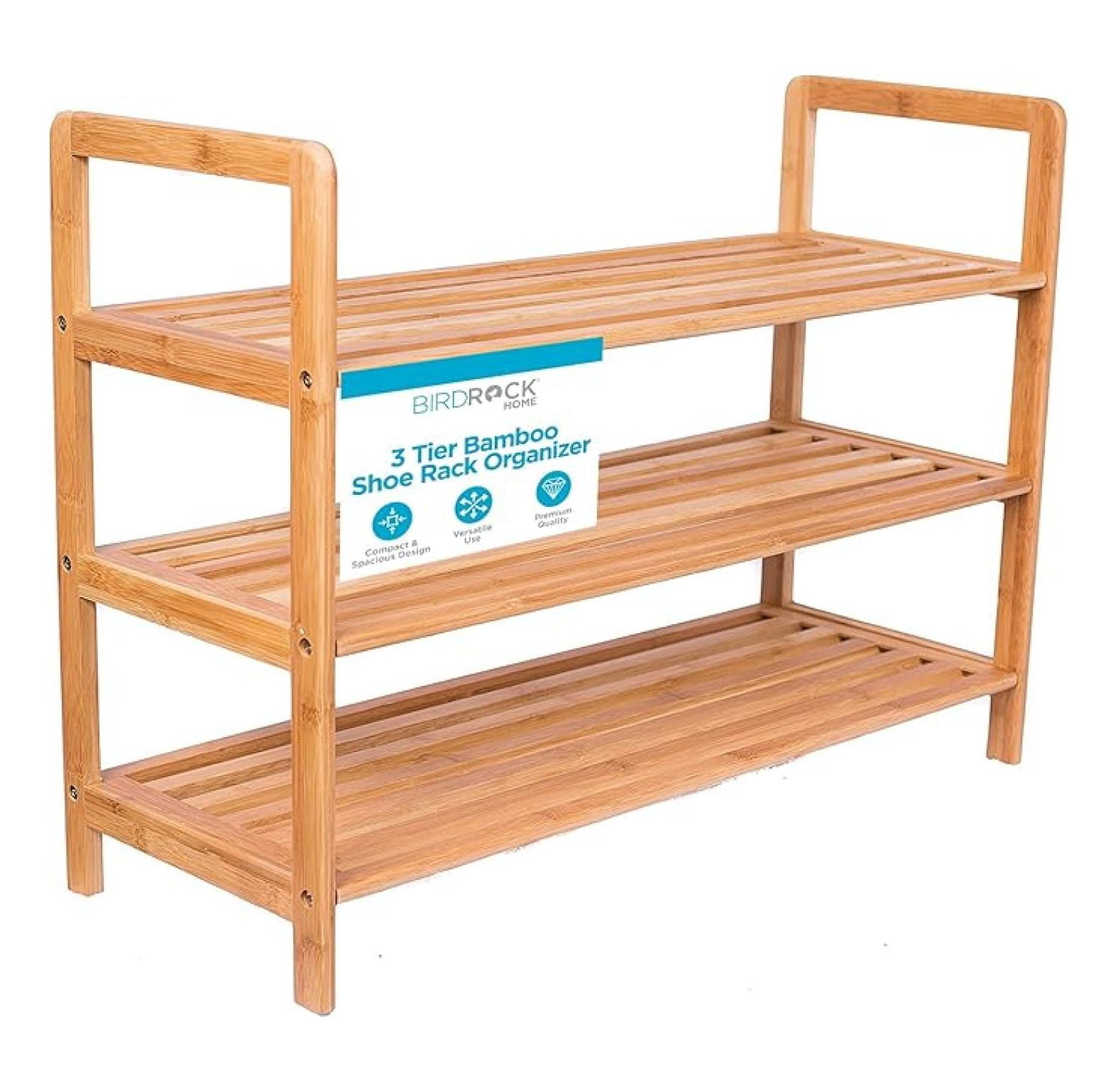 Bamboo Shoe Rack Organizer - 3 Tier Stackable Shoe Storage for Entryway ...
