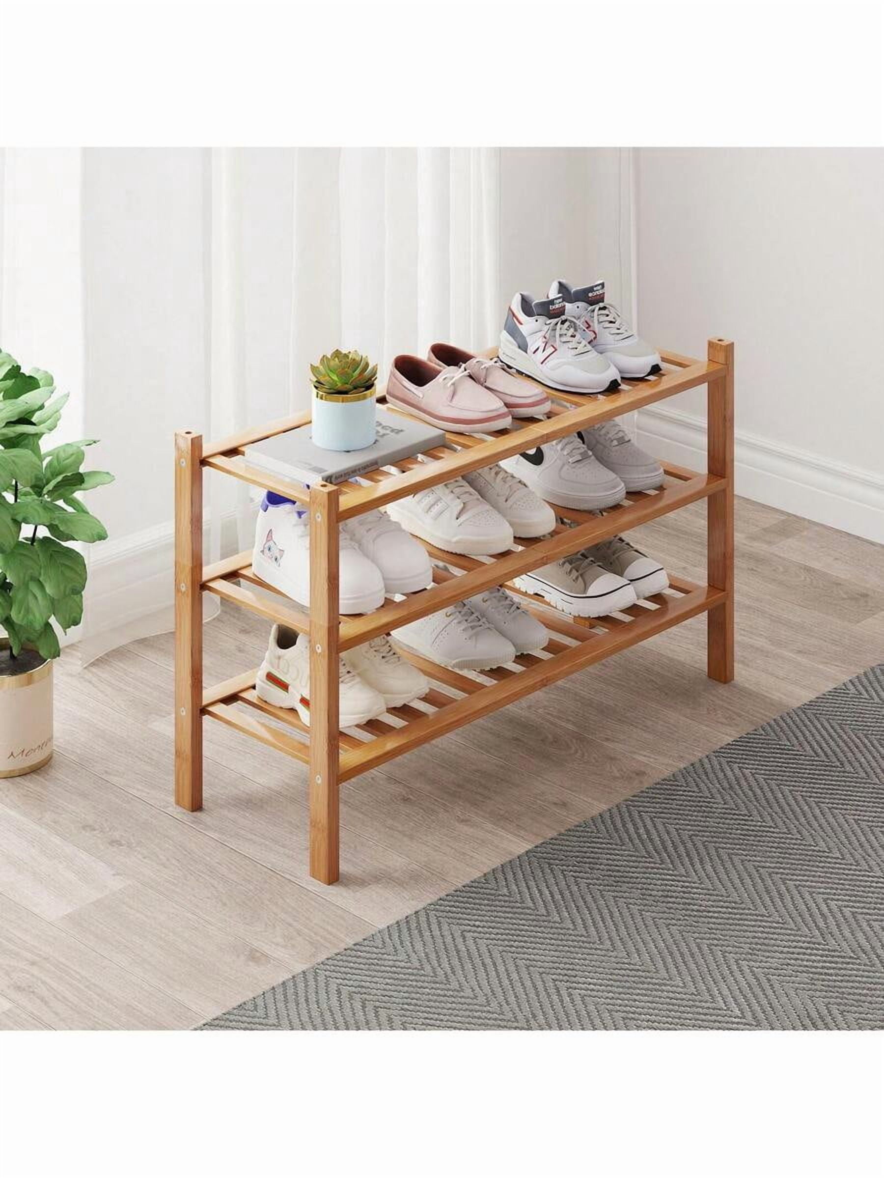Bamboo Shoe Rack Organizer For Closet And Entryway - Space-Saving ...