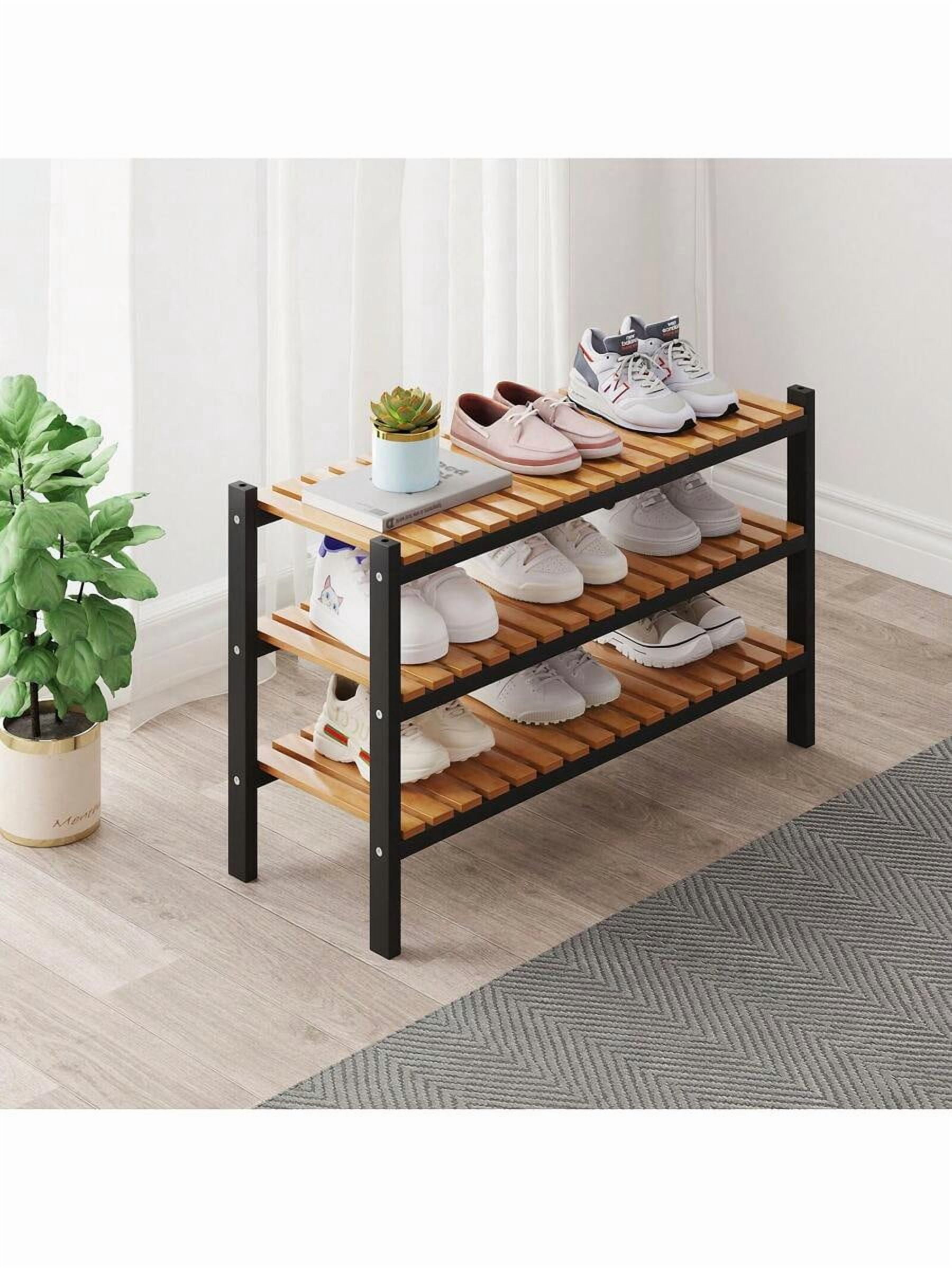 Bamboo Shoe Rack Organizer For Closet And Entryway - Space-Saving ...
