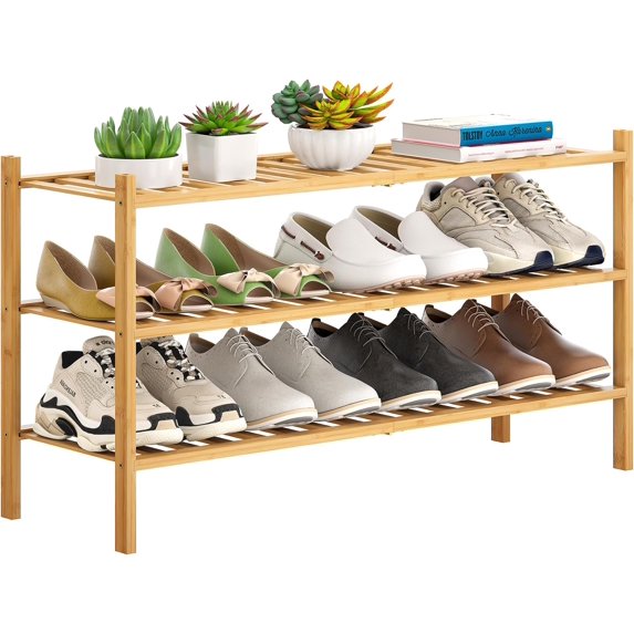 Bamboo Shoe Rack Stackable Shoe Shelf Storage Organizer for Unit ...