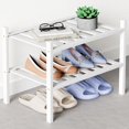 Bamboo Shoe Rack for Closet, Long Wooden Shoe Organizer, Stackable Wood ...