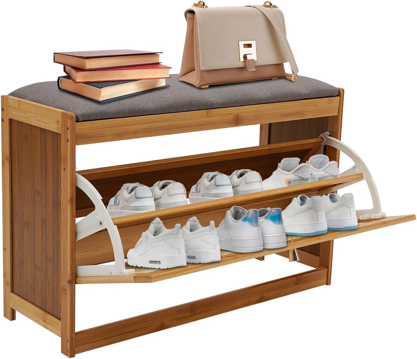 Bamboo Shoe Storage Farmhouse Shoe Storage Stool Farmhouse Style Shoe ...