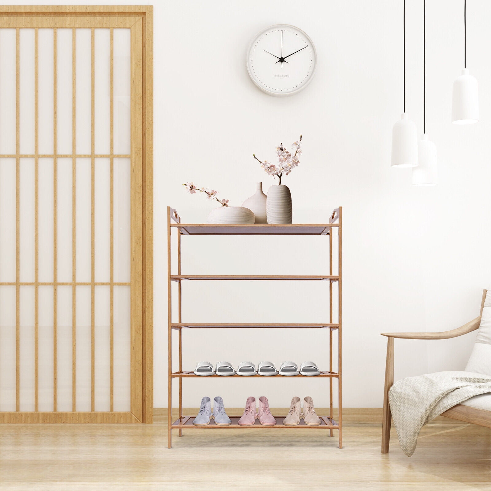 Bamboo Shoe Storage Rack Bedroom Plants Flower Display Stand Bookshelf ...