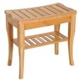 Bamboo Shower Bench Seat - 20" Wooden Spa Stool with Storage - Bathroom ...