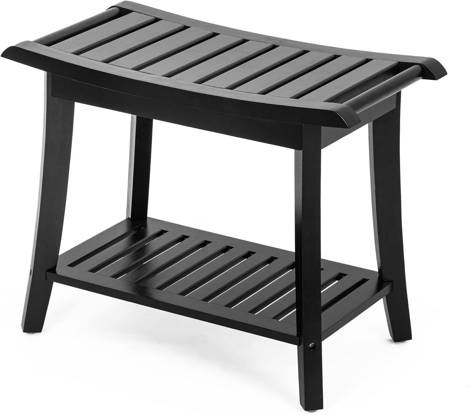 Bamboo Shower Bench with Storage Shelf, Spa Bath Chair for Bathroom ...