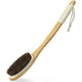 Bamboo Shower Brush with Curved Long Handle, 16.7 Inches Exfoliating ...