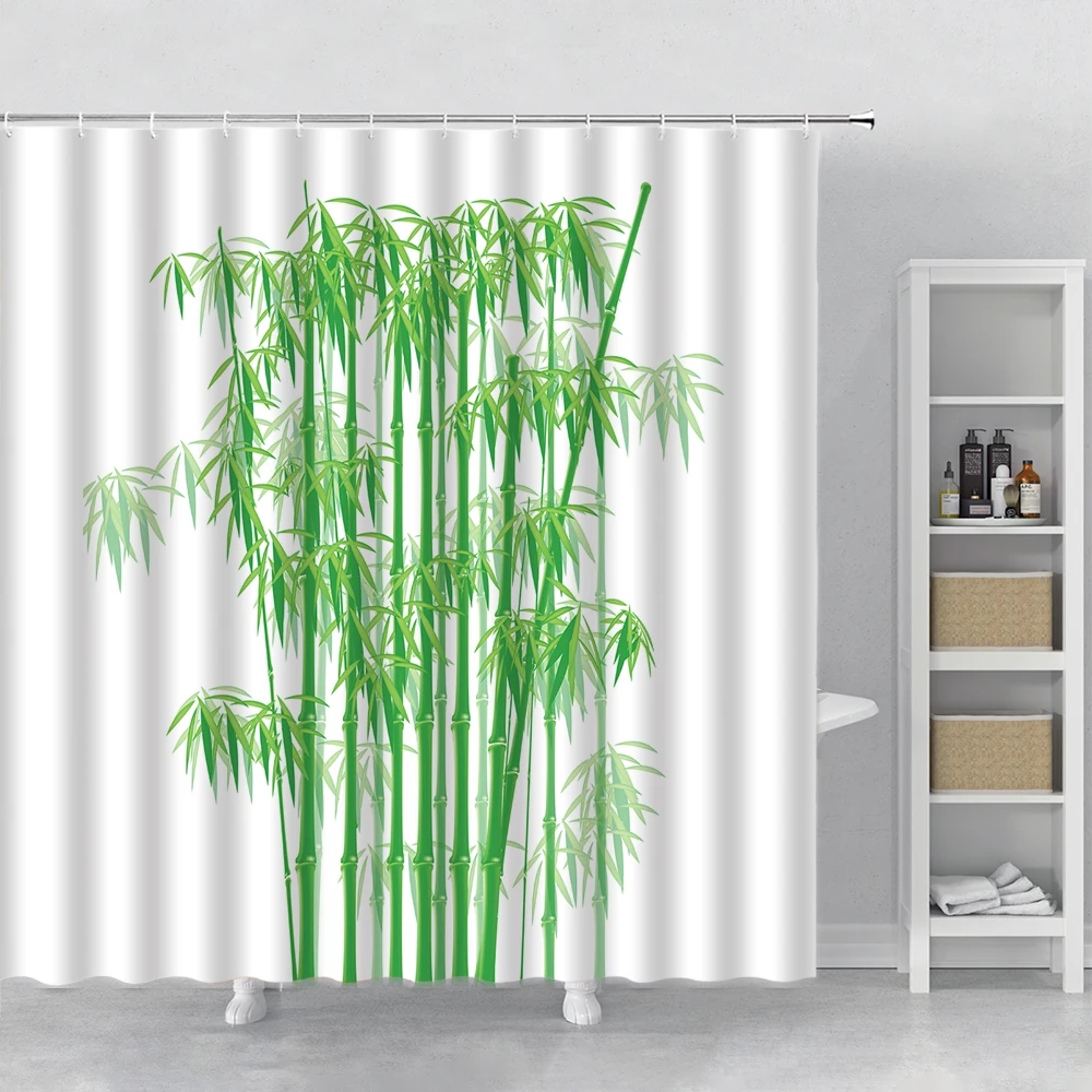 Bamboo Shower Curtain Bird on Bamboo Hand Painted Aesthetic Art ...
