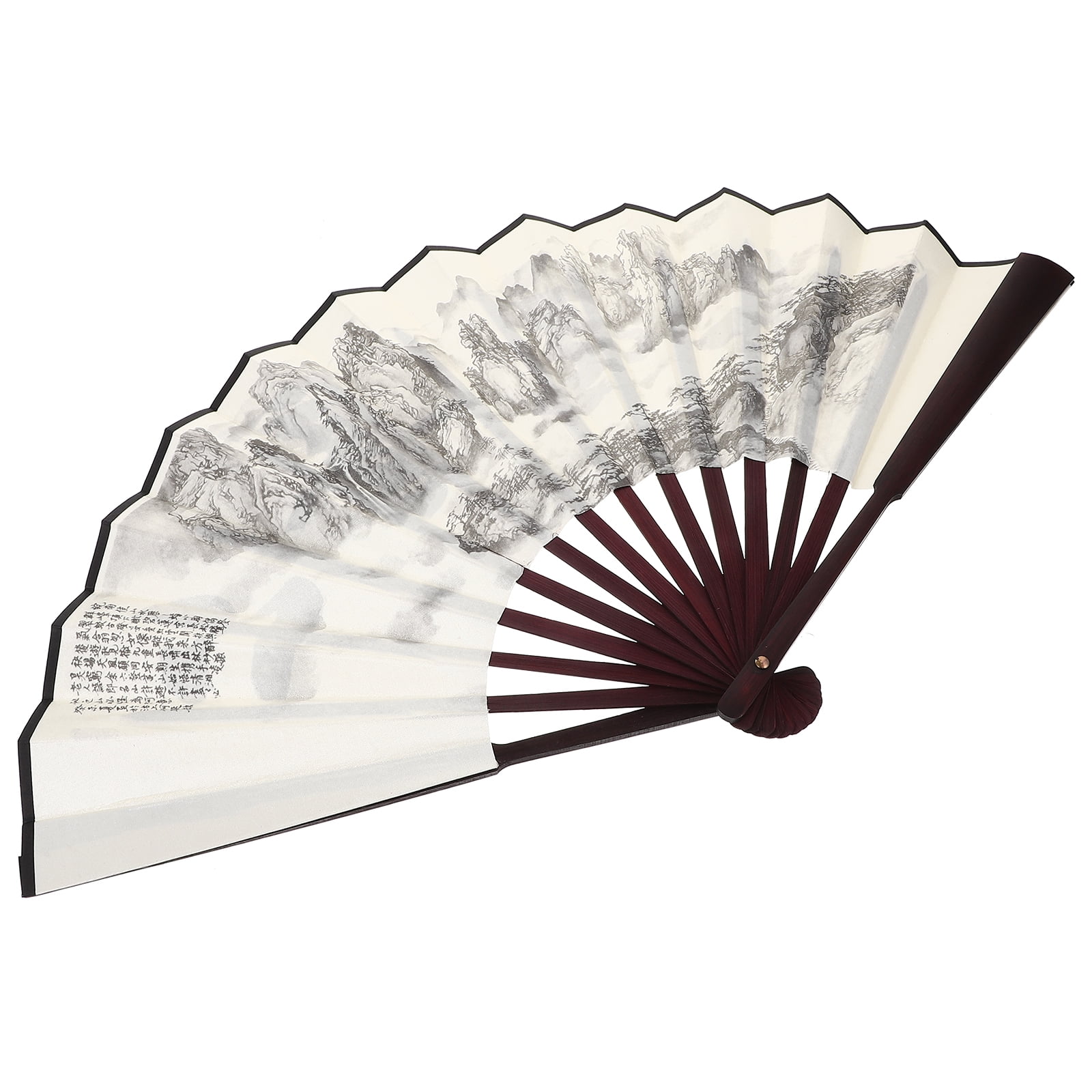 Bamboo Silk Print Chinese Antique Style Men's Folding Fan Handheld ...