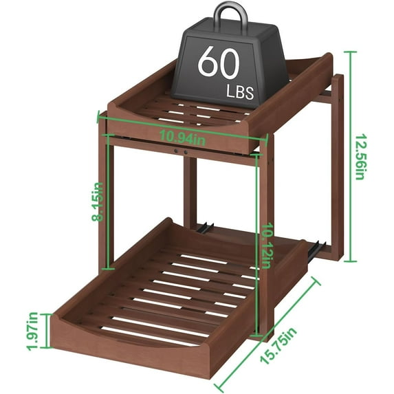 Bamboo Under Sink Organizer and Storage, 2 Pack Pull Out Cabinet ...