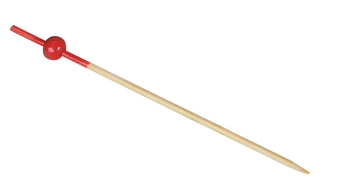 Bamboo Skewer Pick with Red Bead and Red Dipped End Case of 100 ...