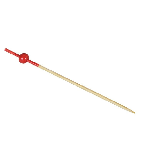 Bamboo Skewer Pick with Red Bead and Red Dipped End Case of 100 ...