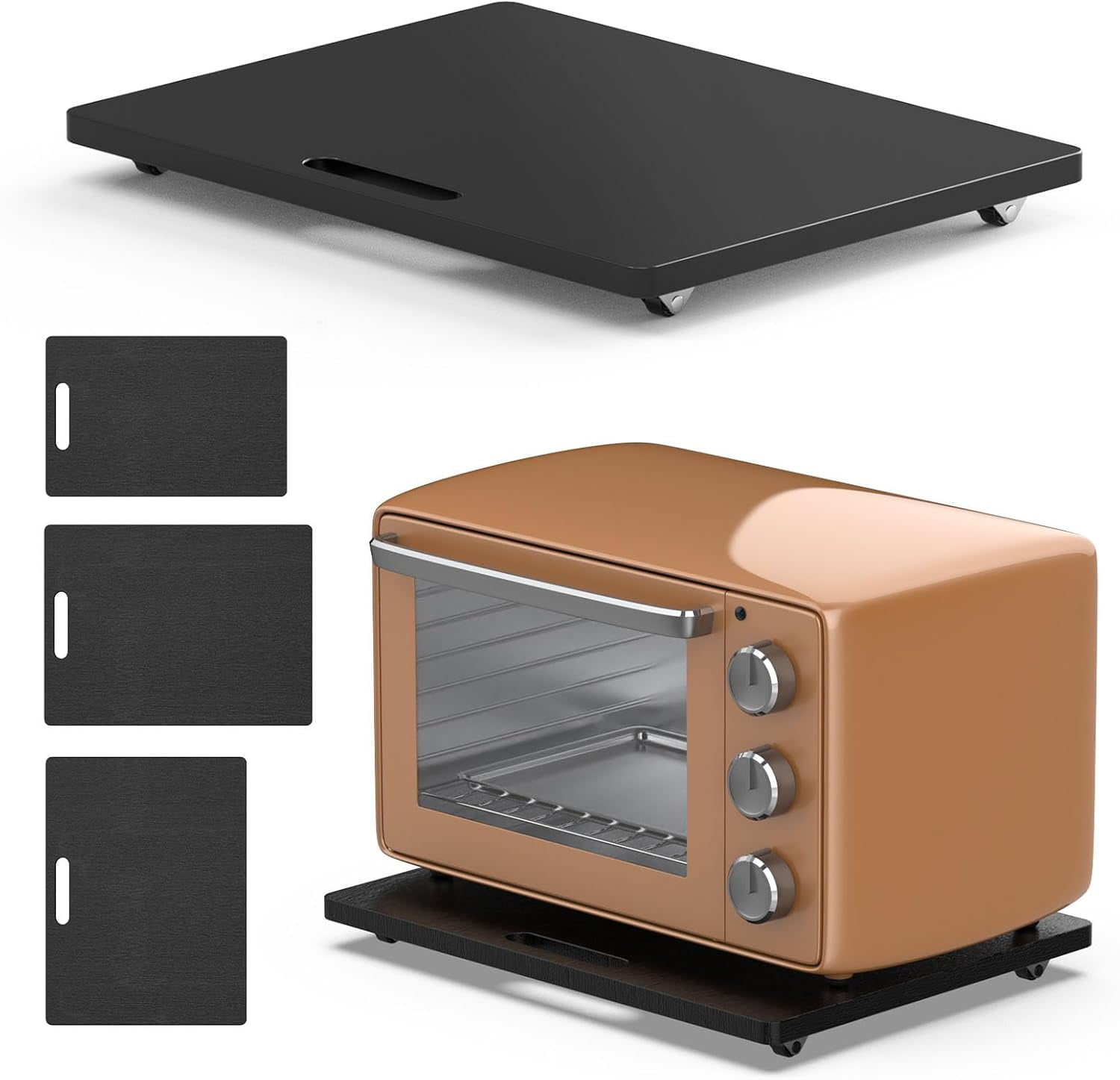 Bamboo Sliding Tray 16"W x 13"D Appliance Slider with Rubber Wheels ...