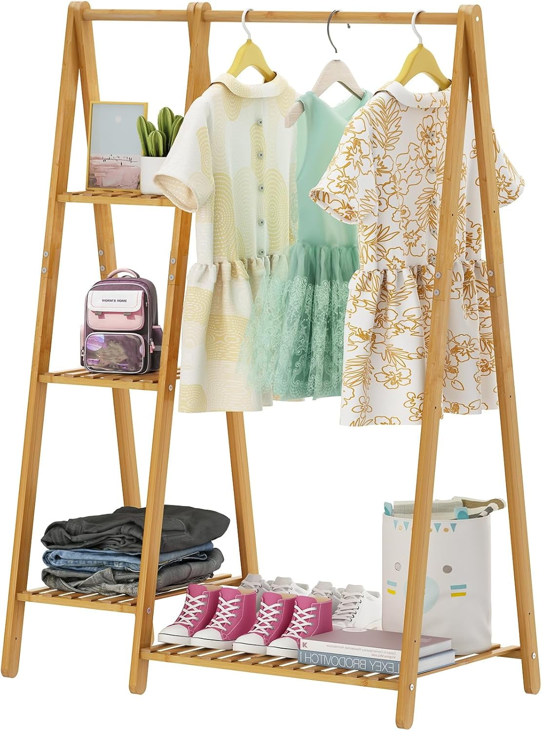 dxynlzq Bamboo Small Clothes Rack Clothing Rack Mini Wooden Garment ...