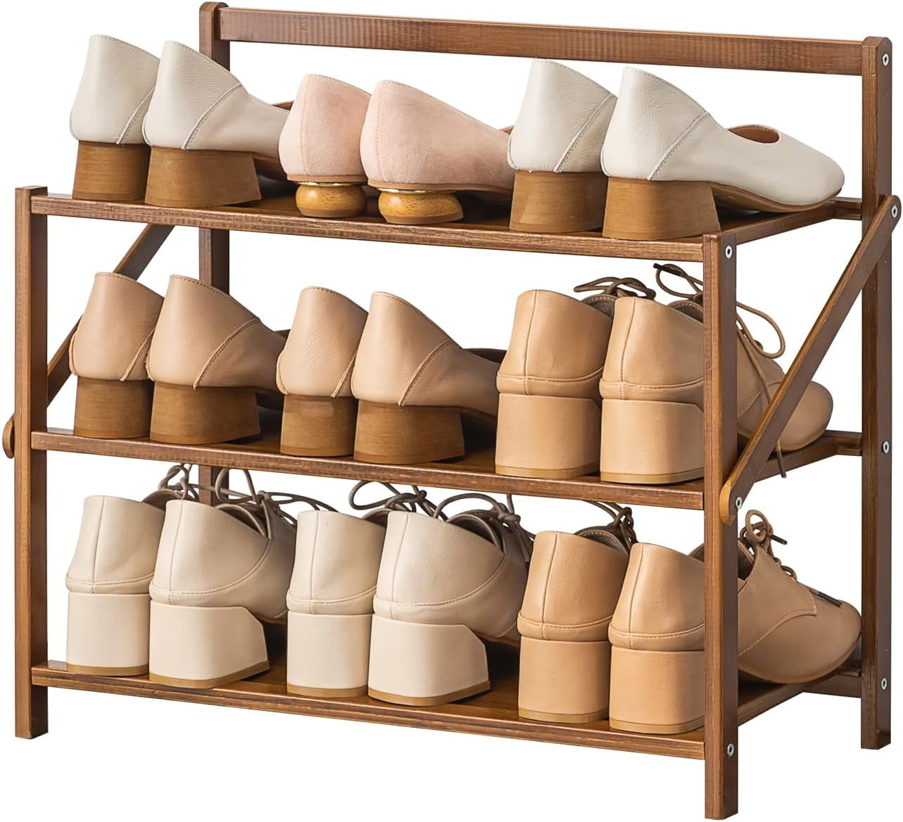 Bamboo Small Shoe Racks Storage, 2/3/4/5-Tier Wooden Shoe Shelf Storage ...
