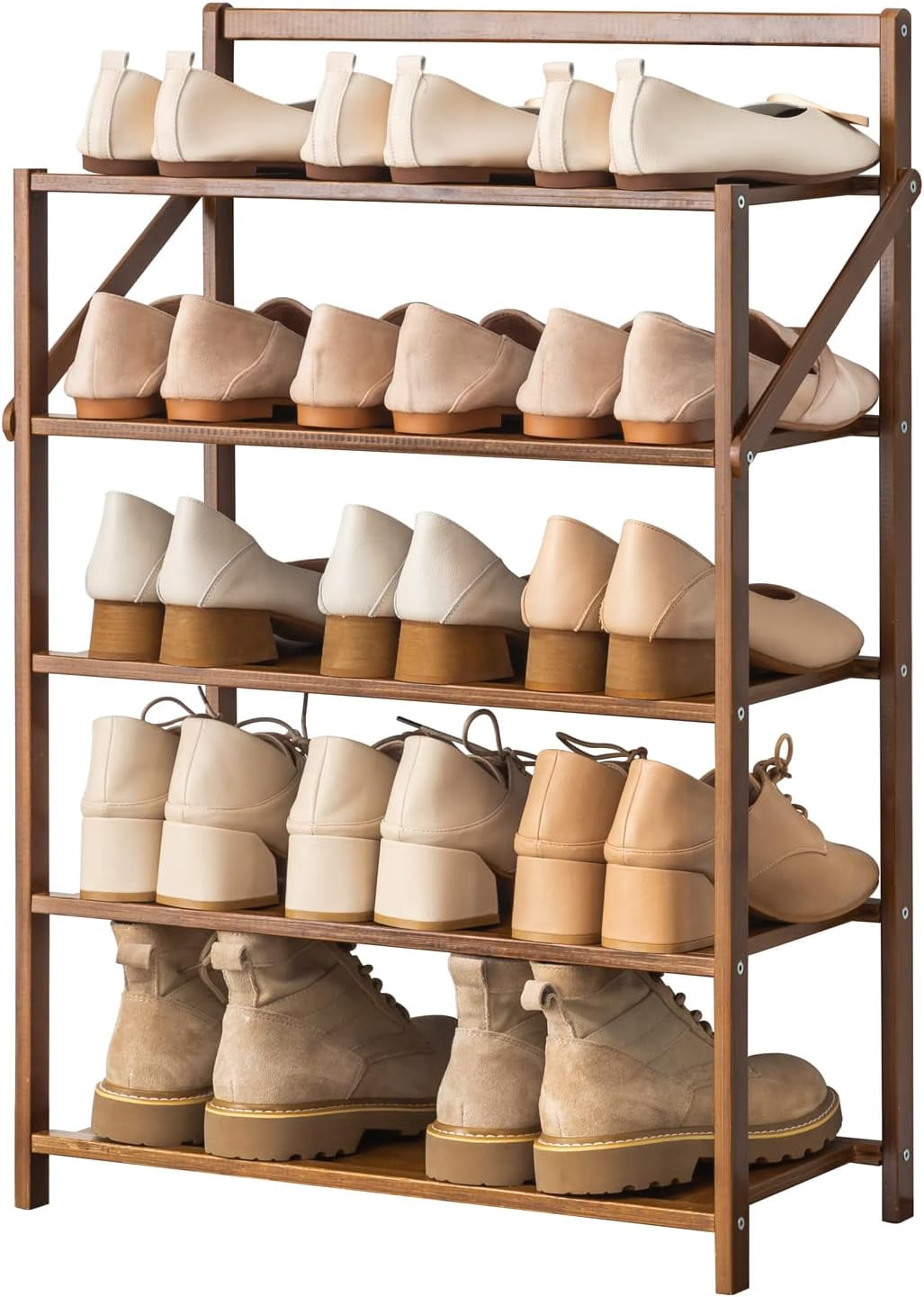 Bamboo Small Shoe Racks Storage, 2/3/4/5-Tier Wooden Shoe Shelf Storage ...