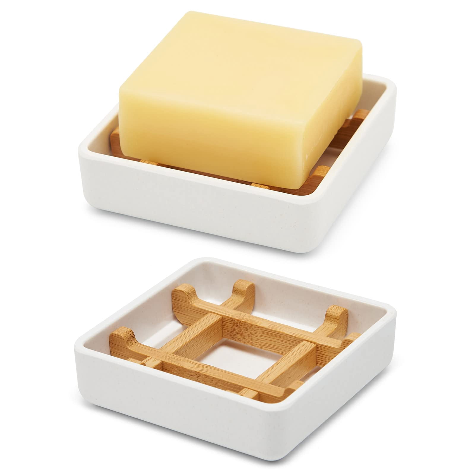 Bamboo Soap Dishes for Bar Soap Holders for Shower with Drainage for ...