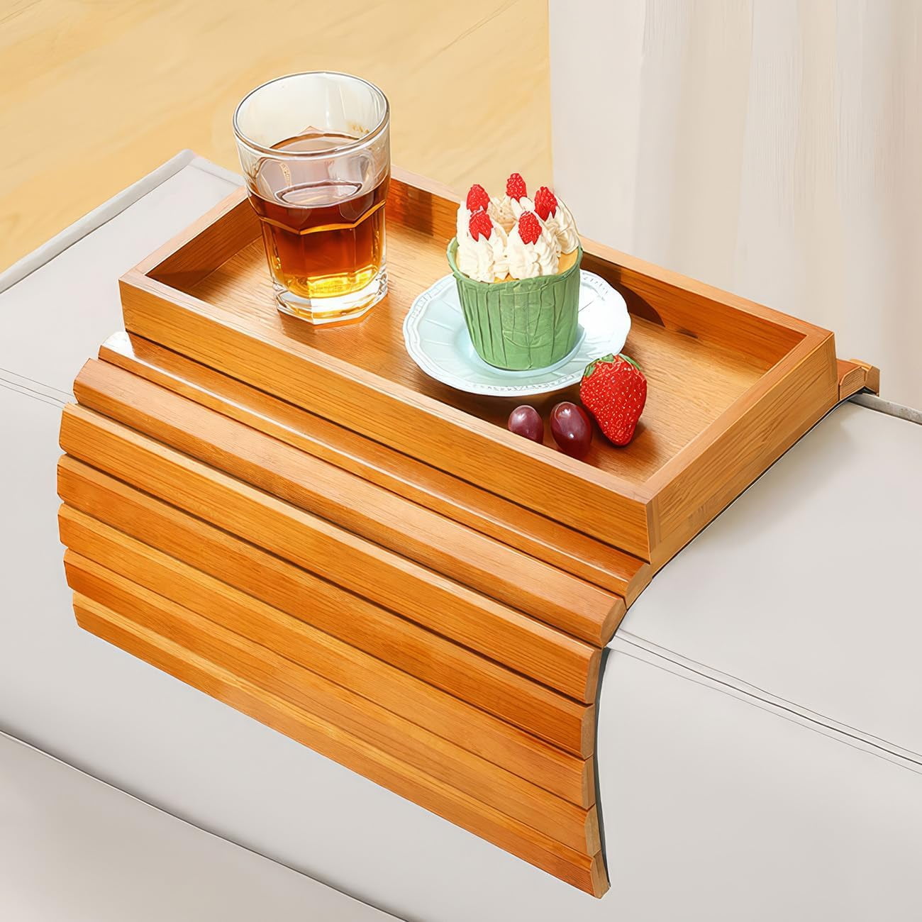 Bamboo Sofa Tray Table for Couch, Couch Arm Tray, Sofa Armrest Tray ...