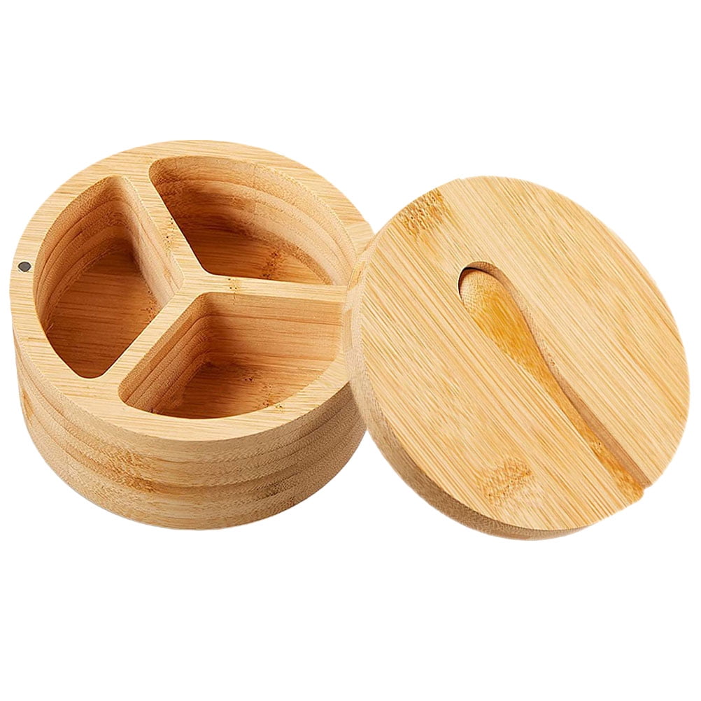 Bamboo Spice Box Divided Spice Container Magnetic Seasoning Box Camping ...