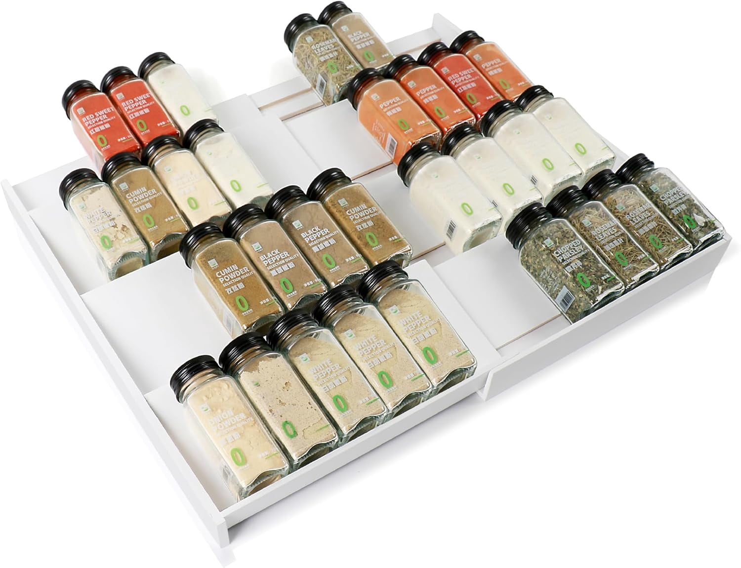 Bamboo Spice Drawer Organizer, (Need 3.1” Deep Drawer) Expandable 4 ...
