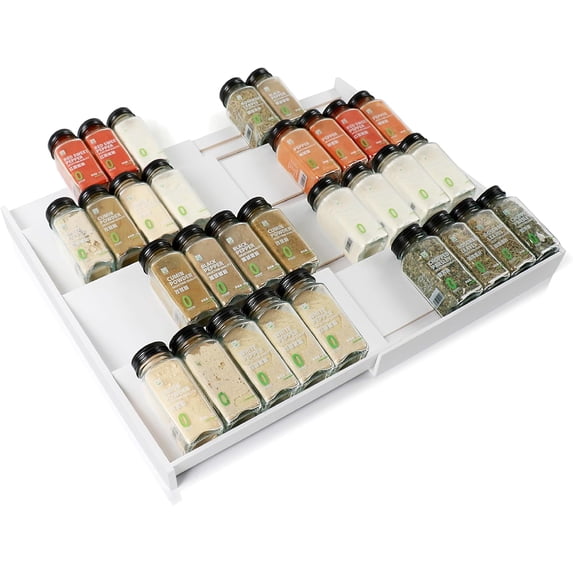 Bamboo Spice Drawer Organizer, (Need 3.1” Deep Drawer) Expandable 4 ...