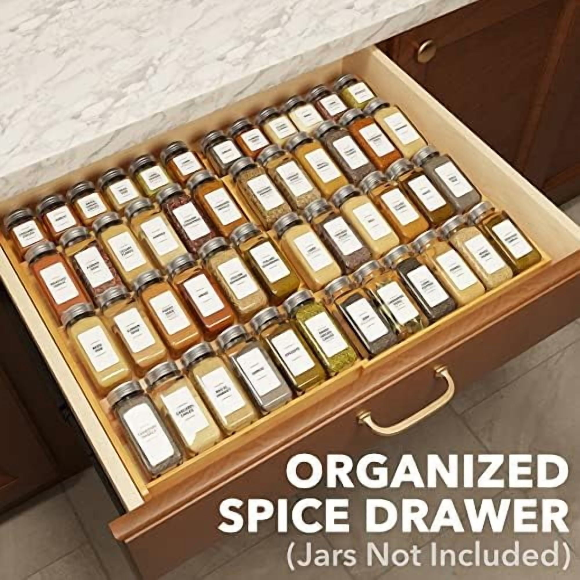 Bamboo Spice Drawer Organizer, (Need 3" Deep Drawer) Expandable 4 Tier ...