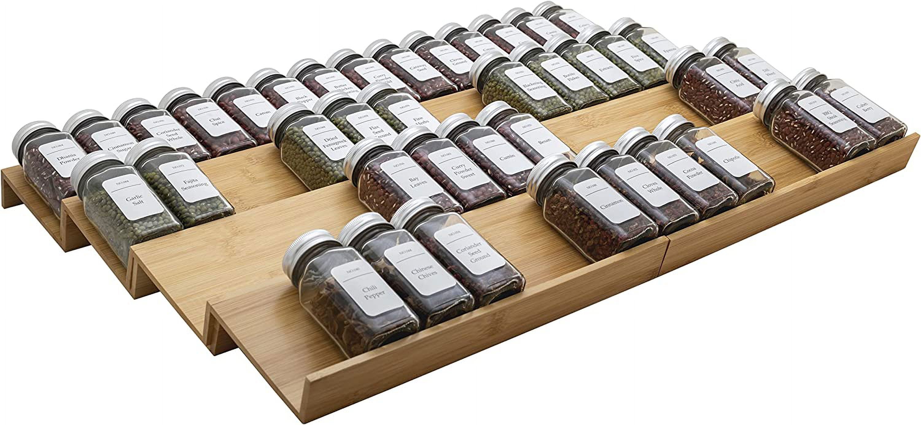 Bamboo Spice Rack Drawer Organizer - 8-Piece Set - 13" Wide Per Piece - Combine Into 26" Wide ...