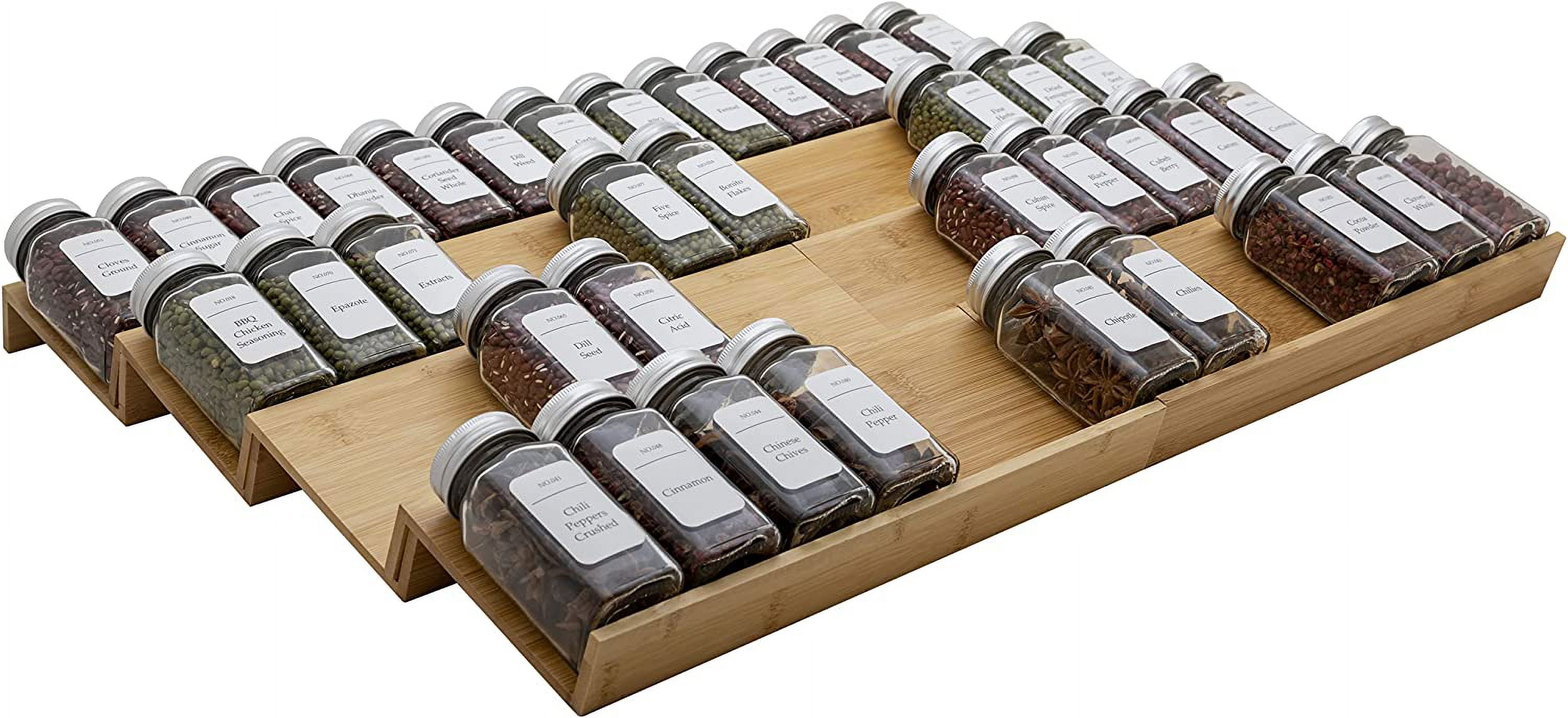 Bamboo Spice Rack Drawer Organizer - 8 Pieces Set- 10" Wide Per Piece ...