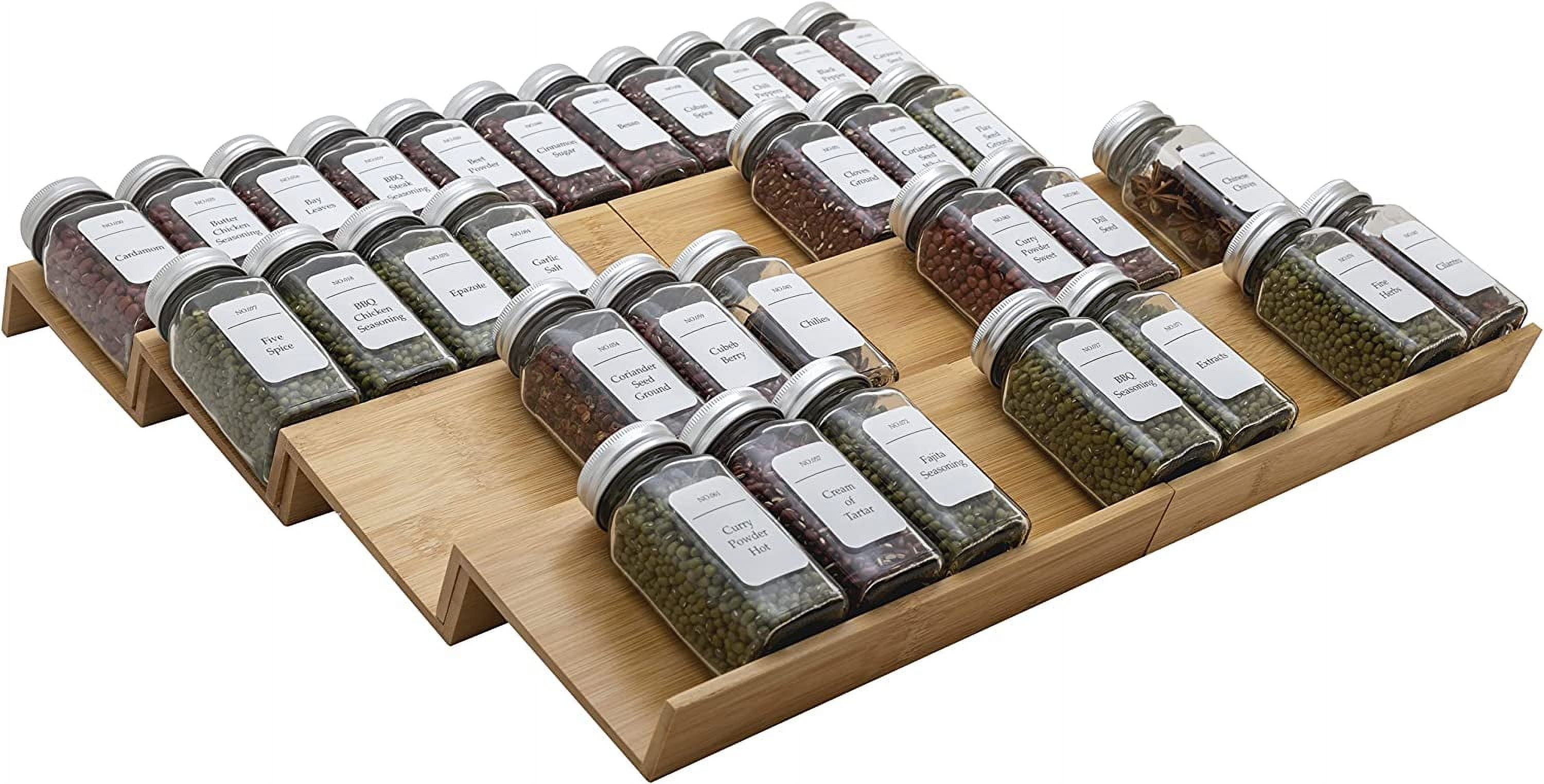 Bamboo Spice Rack Drawer Organizer - 8 Pieces Set- 10" Wide Per Piece ...