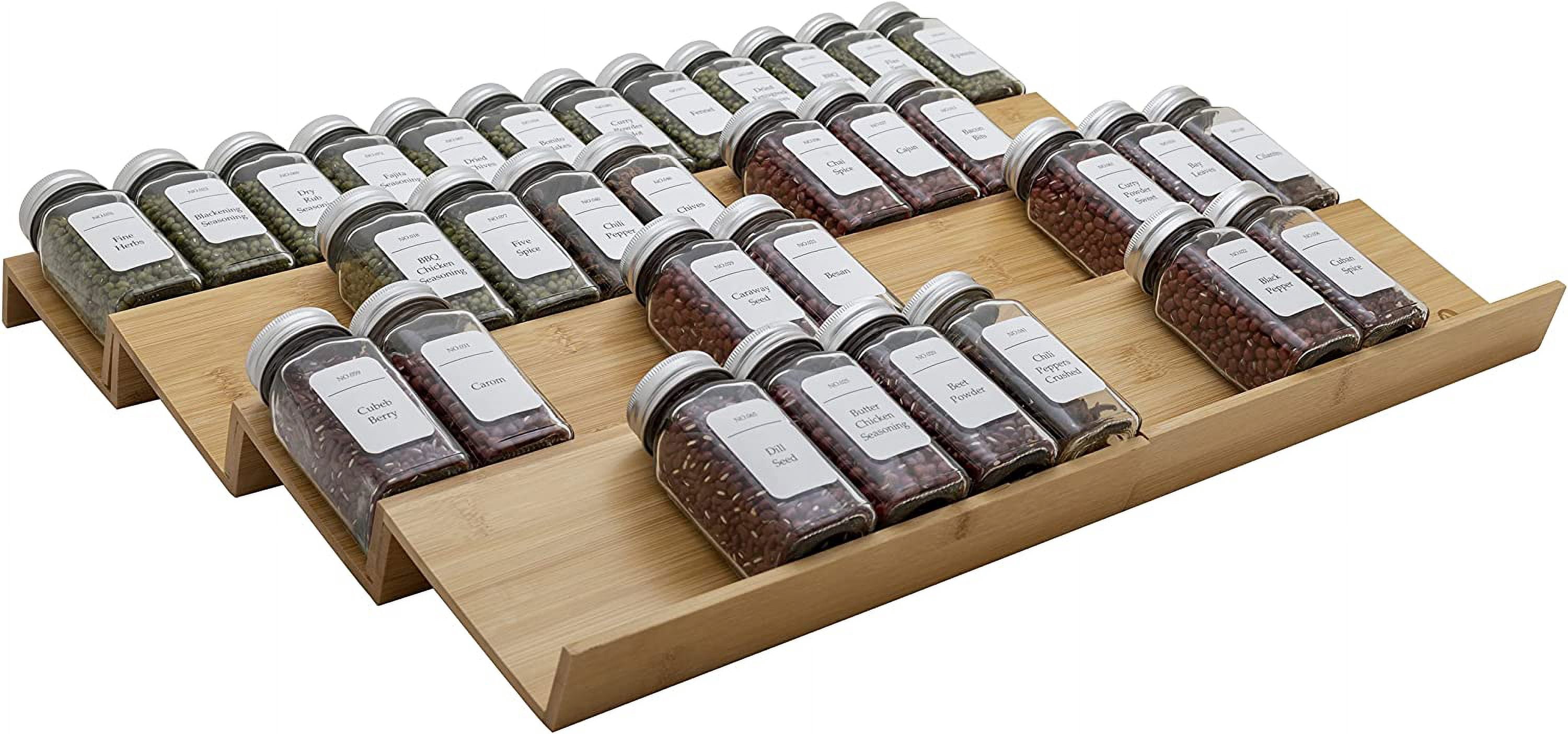 Bamboo Spice Rack Drawer Organizer - 8 Pieces Set- 11" Wide Per Piece ...