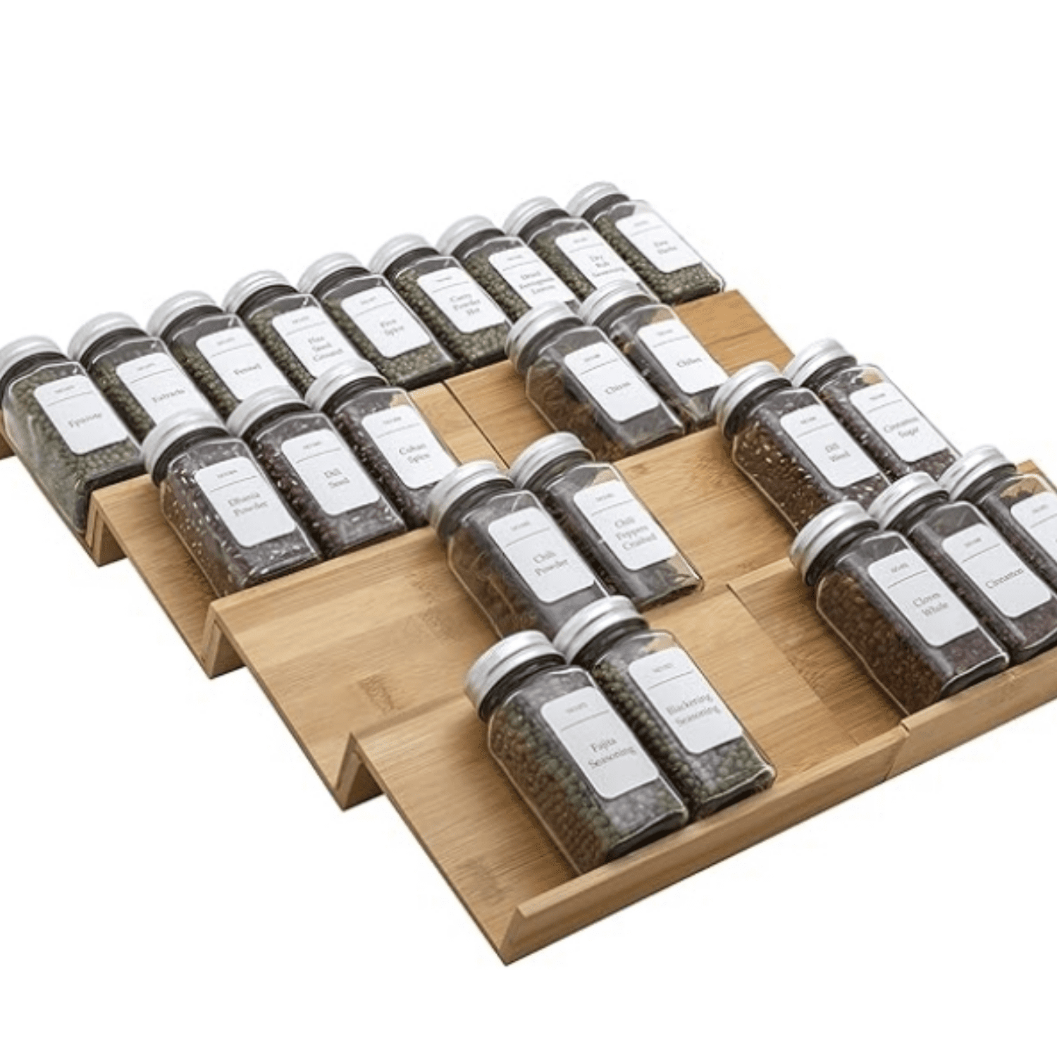 Bamboo Spice Rack Drawer Organizer - 8 Pieces Set- 8" Wide Per Piece ...