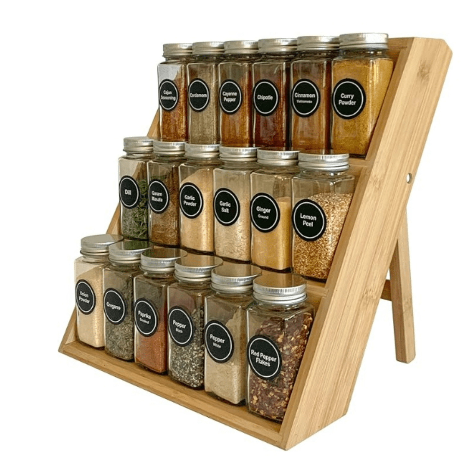 Bamboo Spice Rack and Organizer, 3-tier Seasoning Spice Jar Organizer ...
