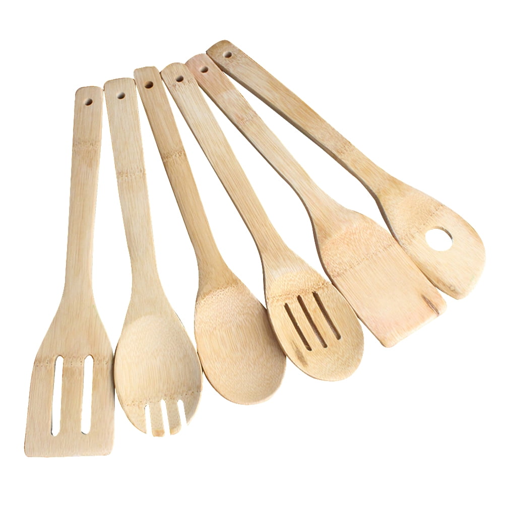 Bamboo Spoon Wooden Kitchen Spoons Utensils Set Frying Turner Cutlery ...