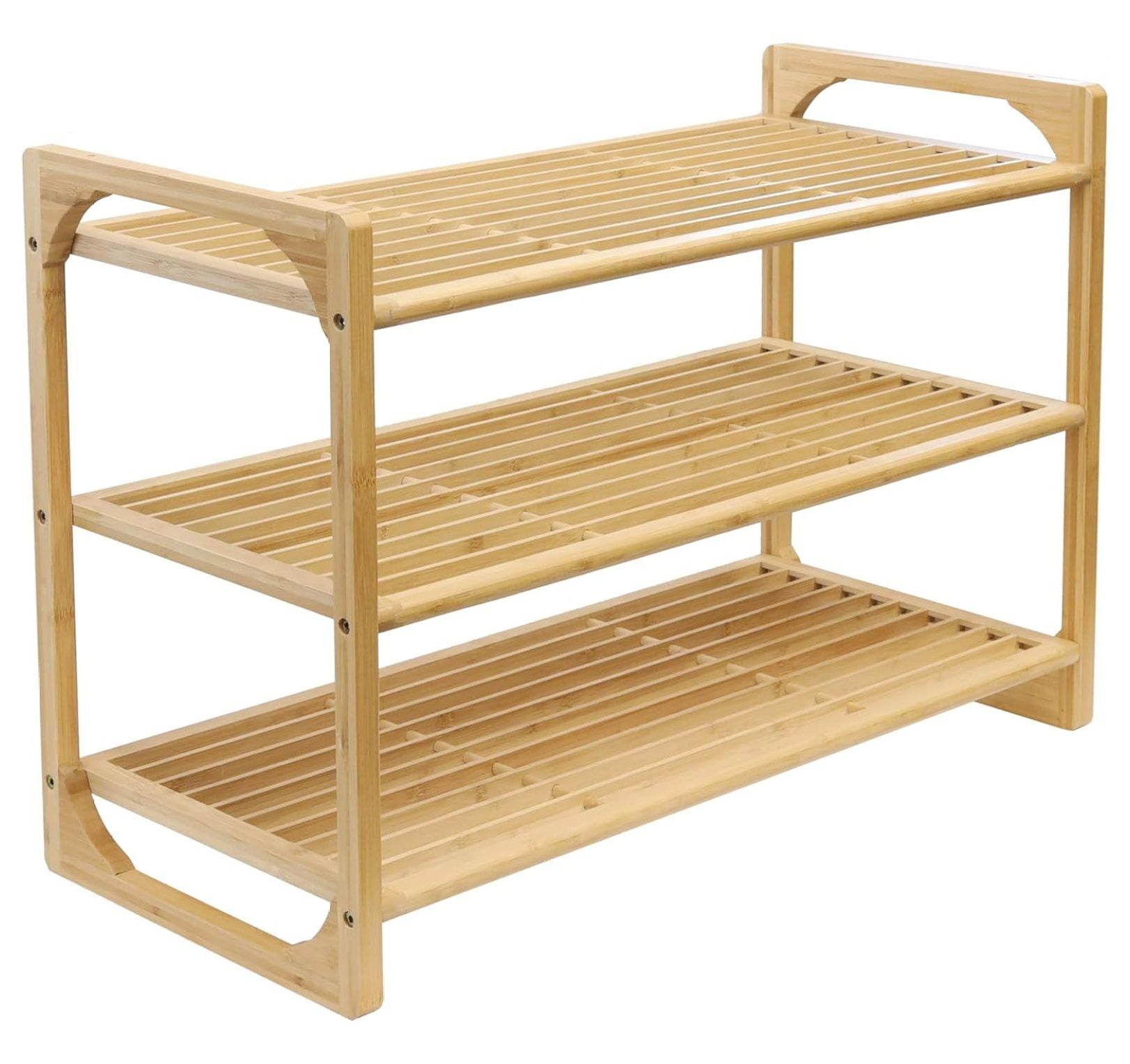 Bamboo Stackable Shoe Rack, 3-Tier Shoe Organizer, Perfect Free ...