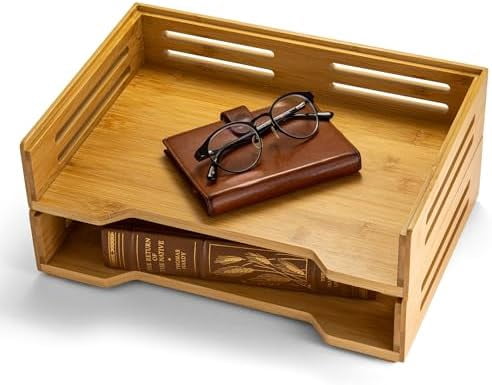 Bamboo Stackable Side Load Letter Tray, 2pk (71004)$$Office - Walmart.com