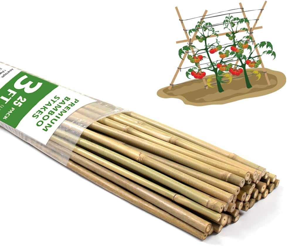 Bamboo Stakes,3FT Natural Bamboo Garden Stakes,BOVITRO 25Pcs Bamboo ...
