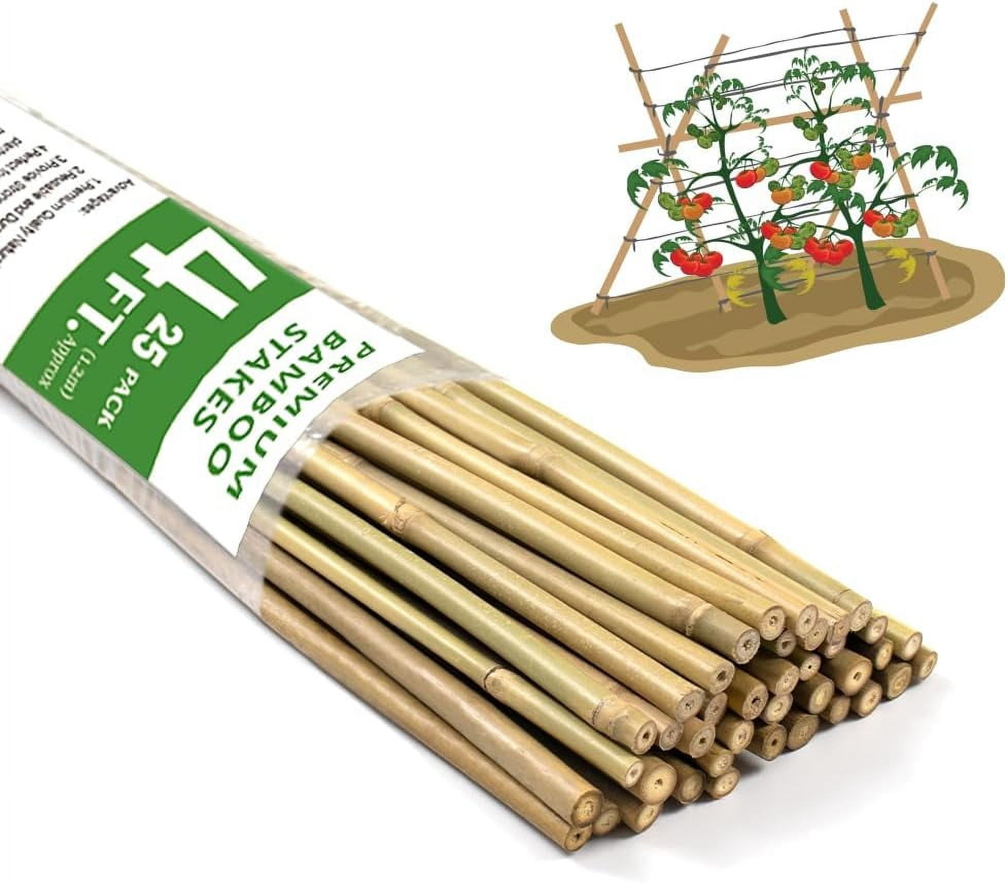 Bamboo Stakes,4FT Natural Bamboo Garden Stakes,25Pcs Plant Stakes ...